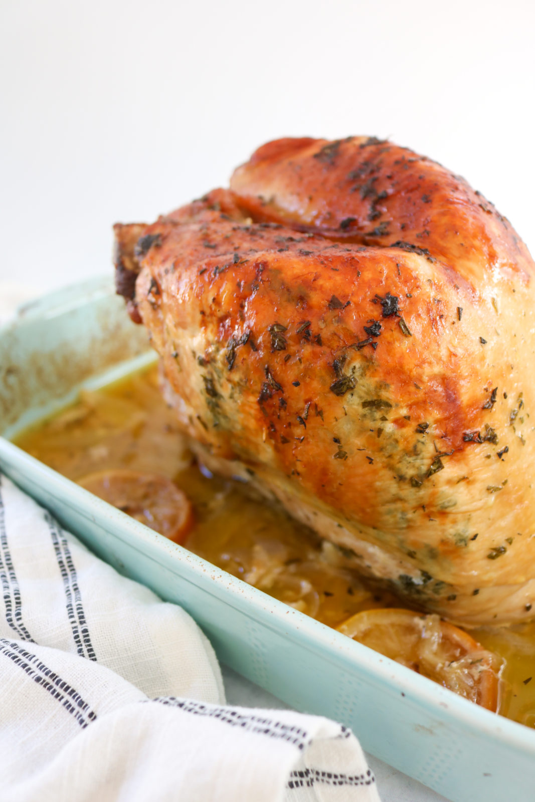Juicy Herb Butter Turkey Breast with lemons & savory gravy - Healthy Mama Kris