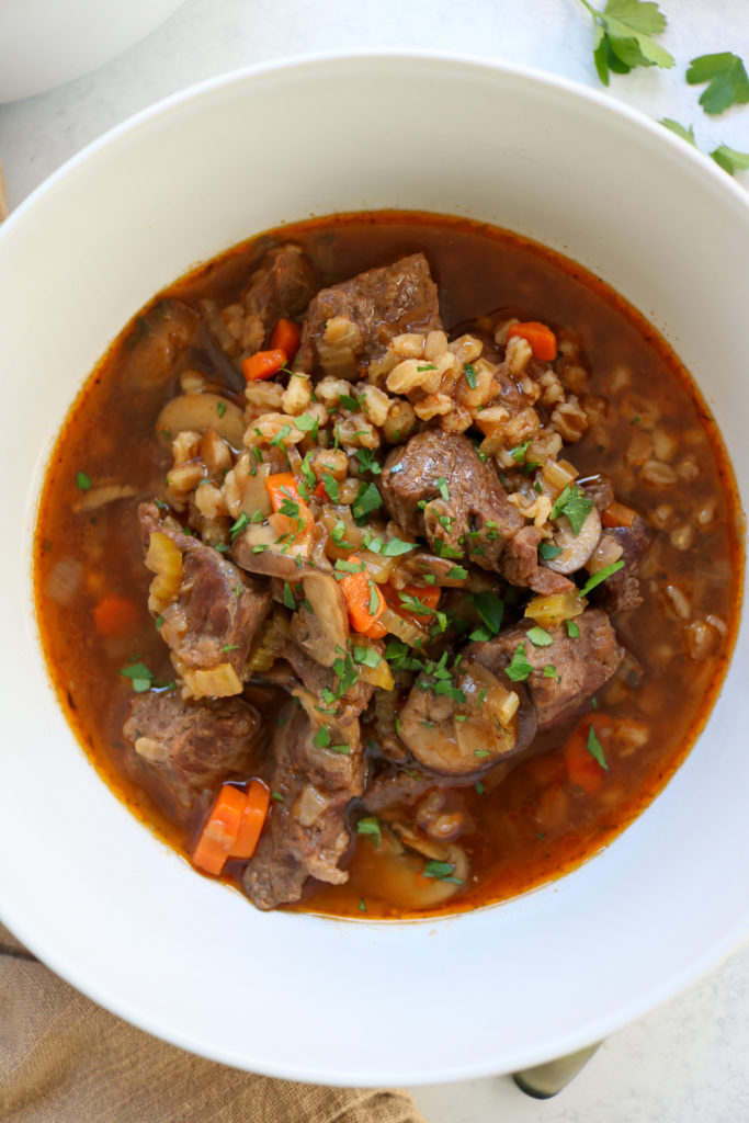 Cozy Beef and Farro Soup - Healthy Mama Kris
