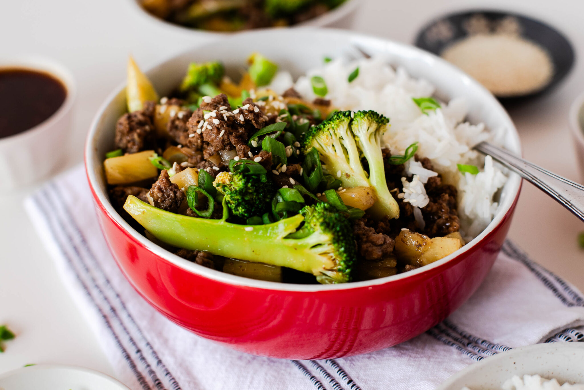 Pineapple Teriyaki Ground Beef Stir Fry - Healthy Mama Kris